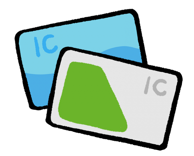 2枚重なったICカードのイラスト(手描き) - ONWAイラスト