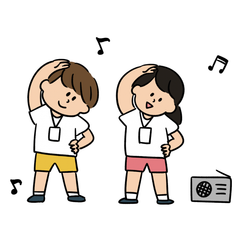 ラジオとラジオ体操カードのイラスト - ONWAイラスト