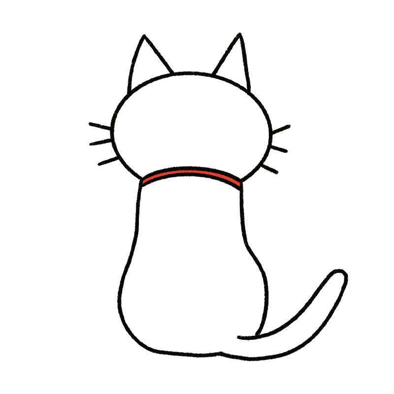後ろ姿の茶トラのネコのイラスト Onwaイラスト