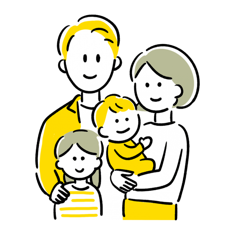 4人家族のイラスト Onwaイラスト