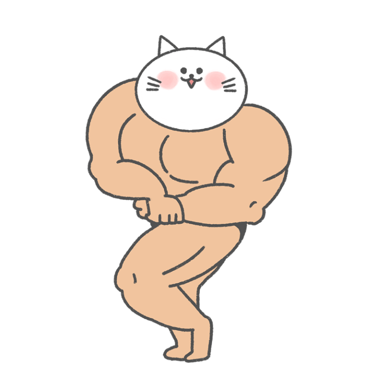 ムキムキのネコのイラスト - ONWAイラスト