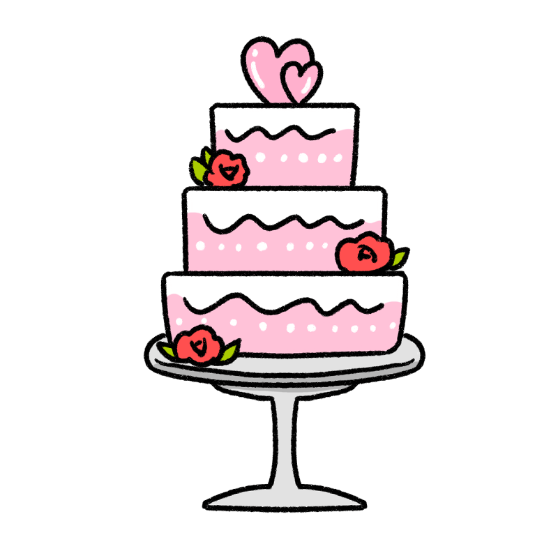 台に乗ったウェディングケーキのイラスト - ONWAイラスト